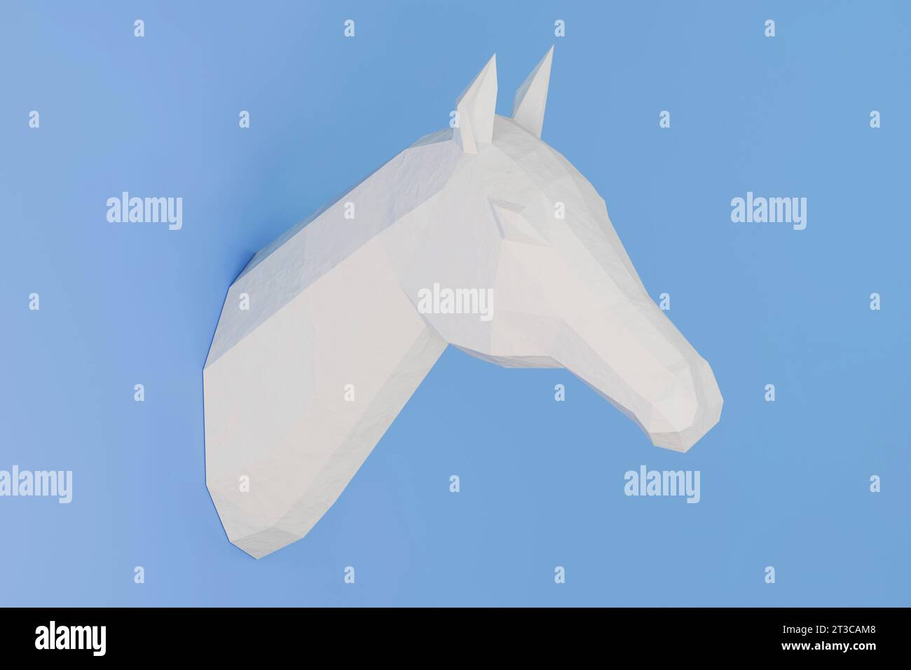 Paper sculpture of a polygonal Horse Trophy, folded paper animal trophy ...