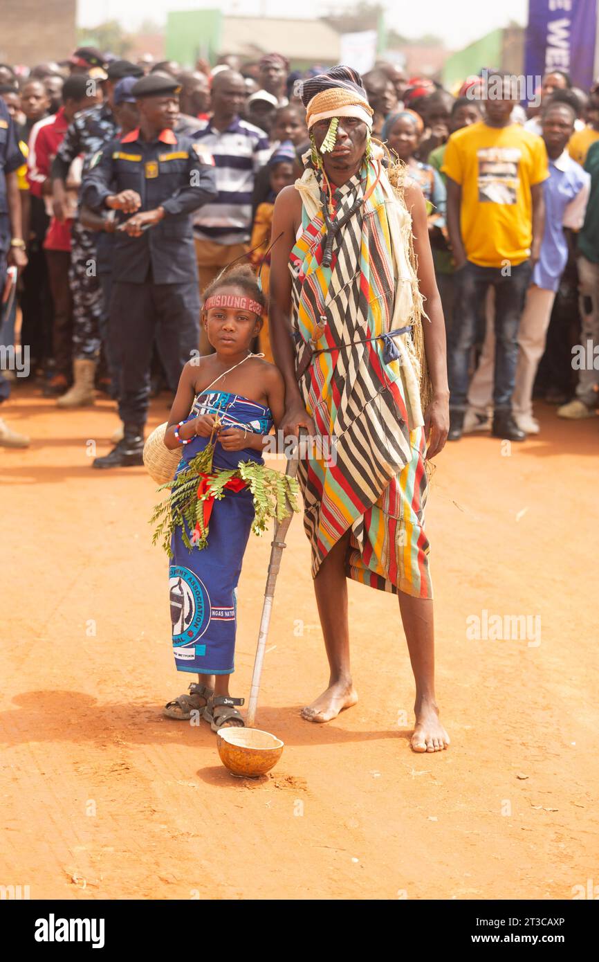 An Ngas man and daughter dressing in an Ngas ancient attires during the ...