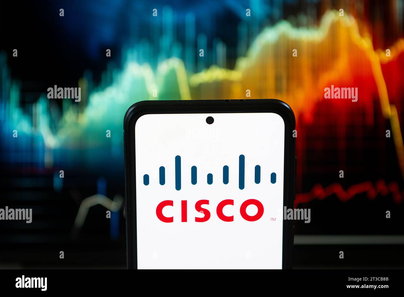 In this photo illustration a Cisco logo seen displayed on a smartphone ...