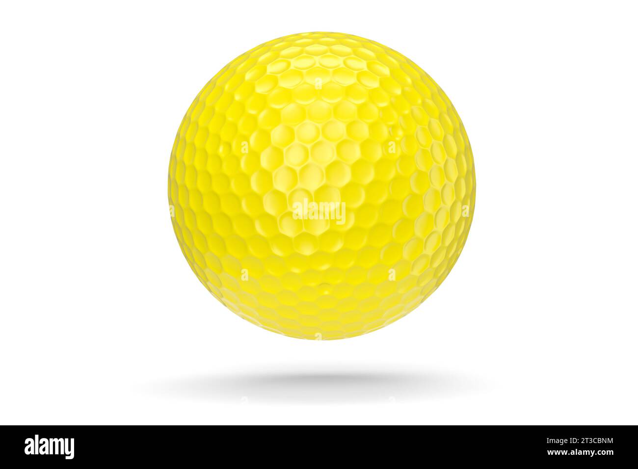 Yellow golf ball isolated on white background. 3d rendering of sport ...