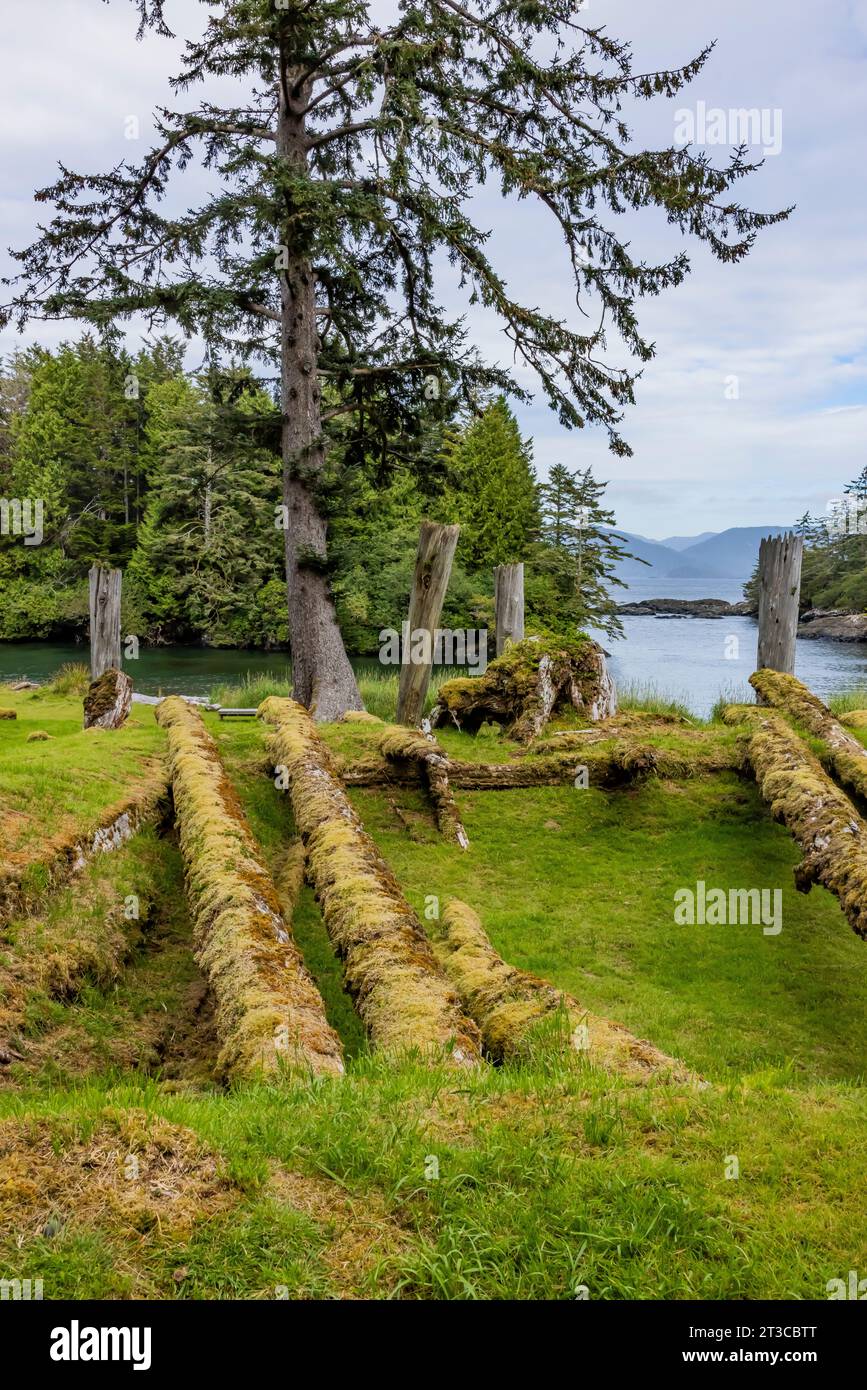 Remains of longhouse at UNESCO World Heritage Site Sgang Gwaay Llnagaay ...