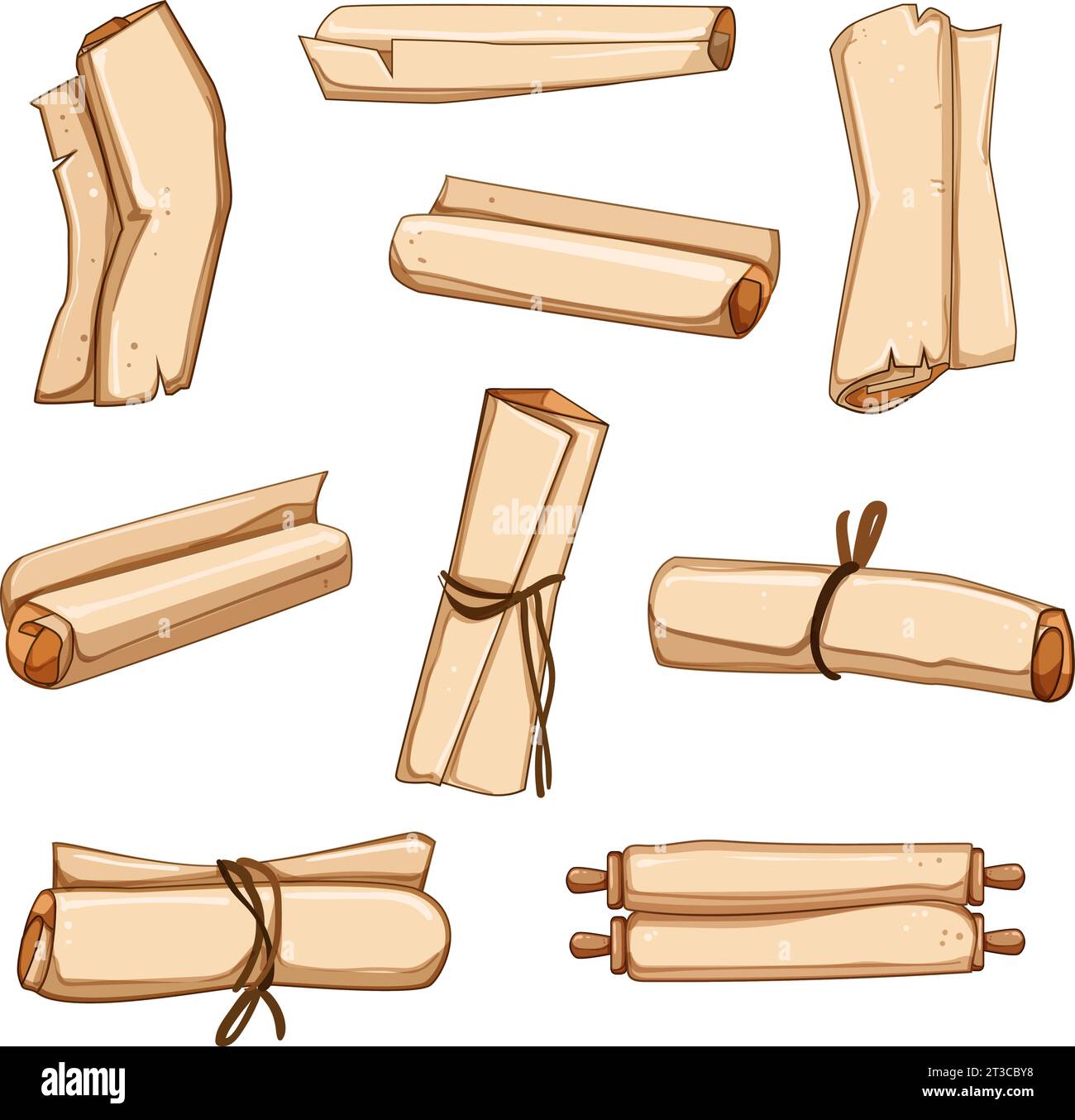 scroll papyrus set cartoon vector illustration Stock Vector Image & Art ...