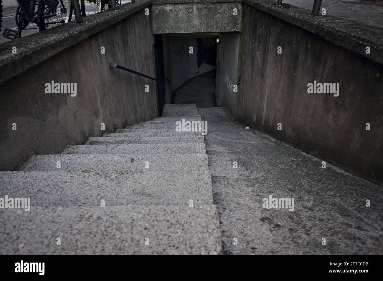 Staircase of an underground passage in a residential area of an italian ...
