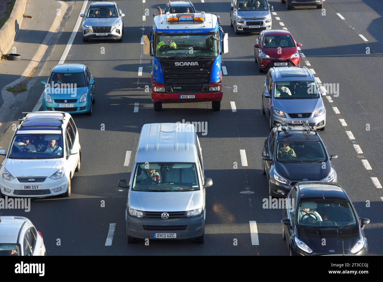 traffic jam on the M6 at Preston Stock Photo - Alamy