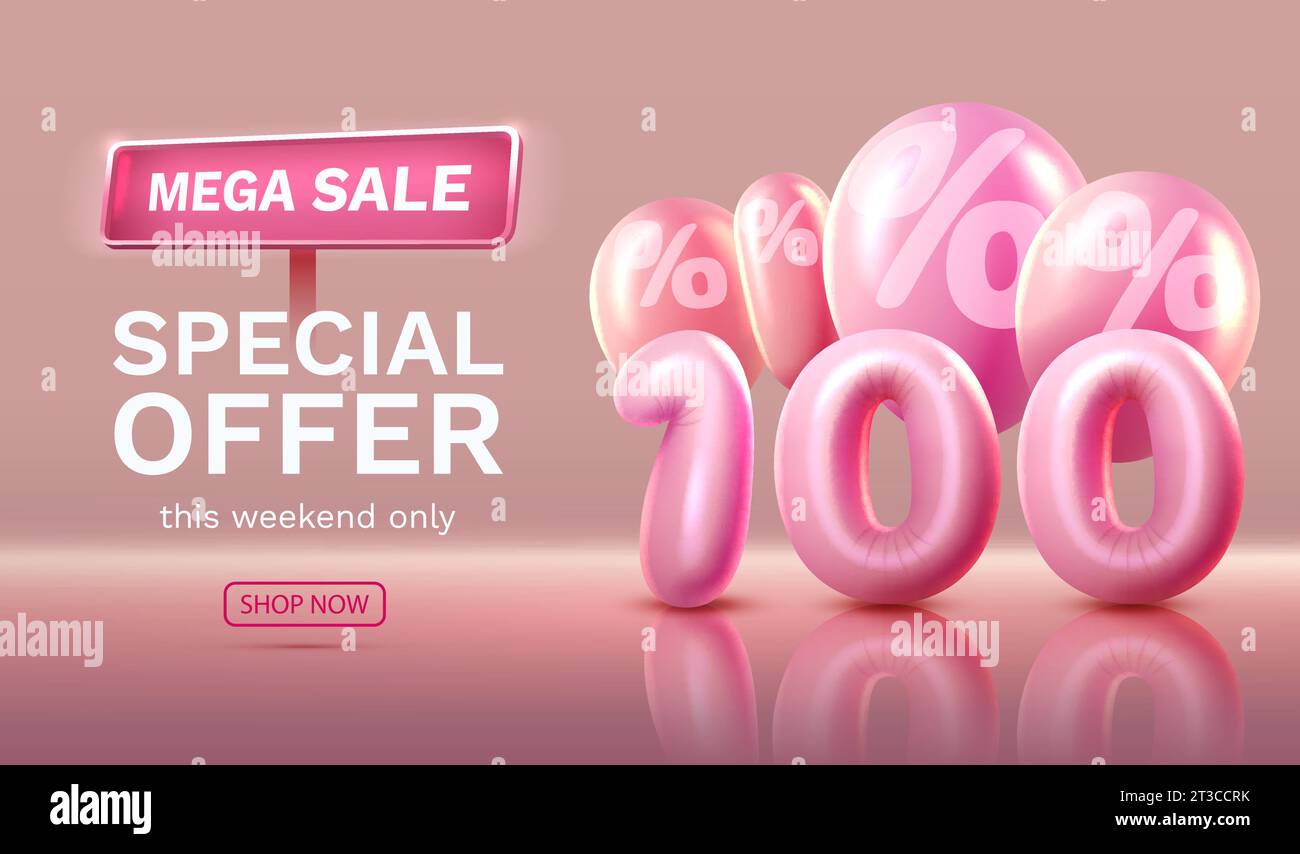 Mega sale, special offer, 100 off sale banner. Sign board promotion ...