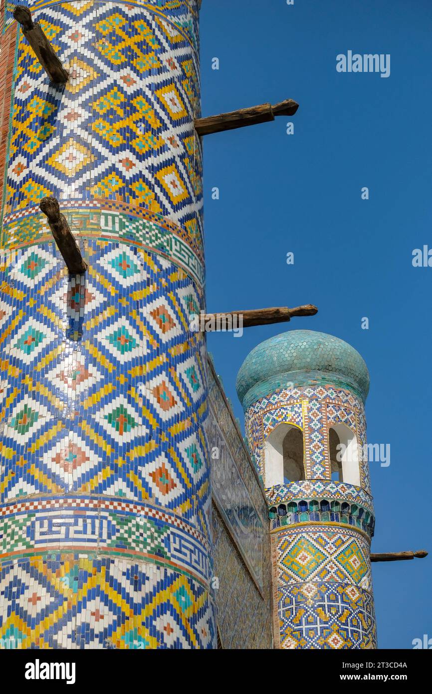 Kokand, Uzbekistan - October 24, 2023: Detail of the facade of the ...