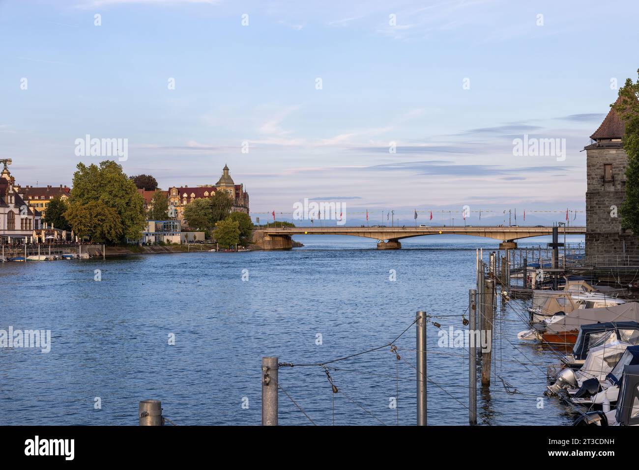 Konstanz, view from the bicycle bridge to the old Rhine bridge over the ...