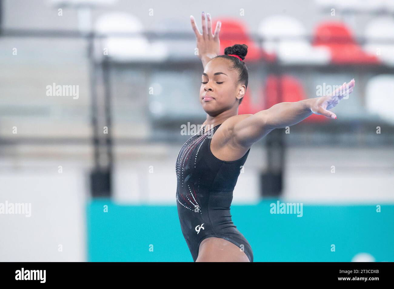 October 19, 2023: Zoe Miller of United States performs on floor during ...