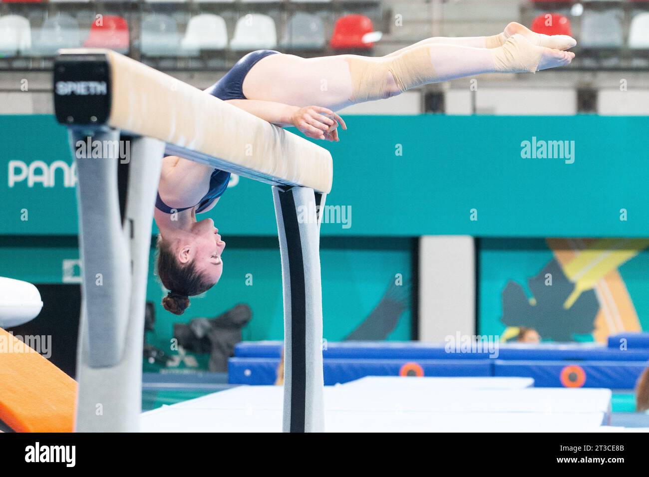 October 19, 2023: Ava Stewart of Canada performs on beam during the ...