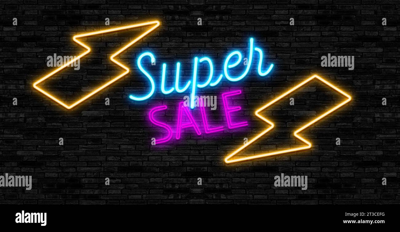 Flash sale neon signs vector. Design template neon sign Stock Photo - Alamy