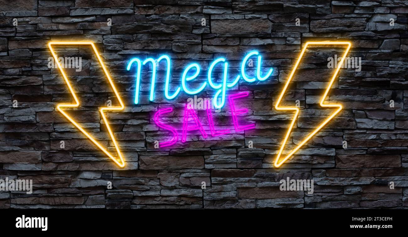 Flash sale neon signs vector. Design template neon sign Stock Photo - Alamy