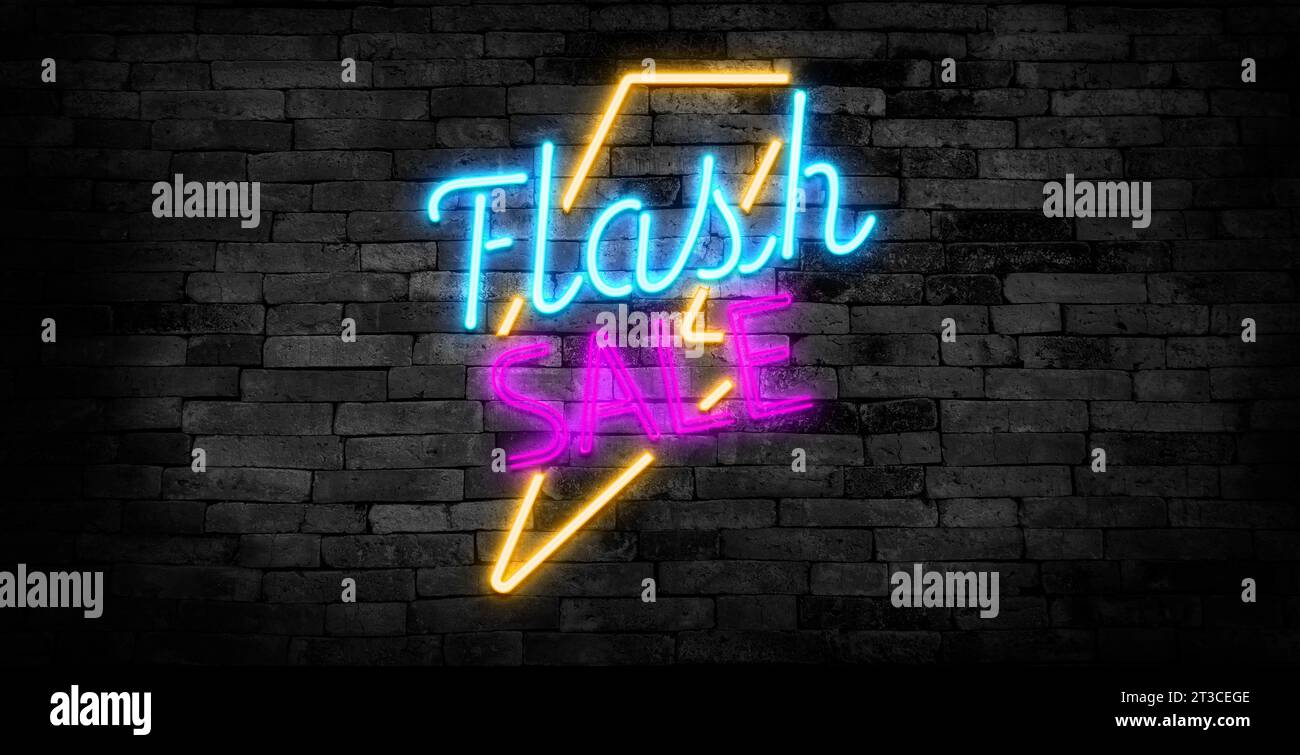 Flash sale neon signs vector. Design template neon sign Stock Photo - Alamy