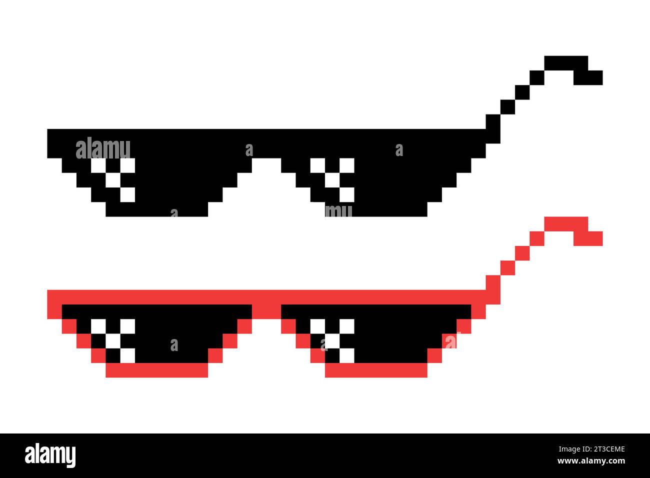 Vector Pixel Boss Glasses Icon Set in 8 bit Retro Style. Summer Meme ...