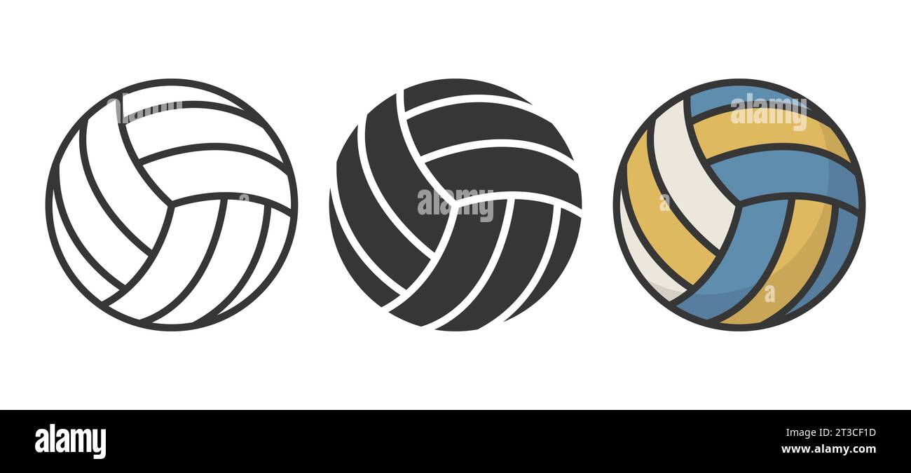 Vector Cartoon Volleyball Set Closeup Isolated. Black and White and ...