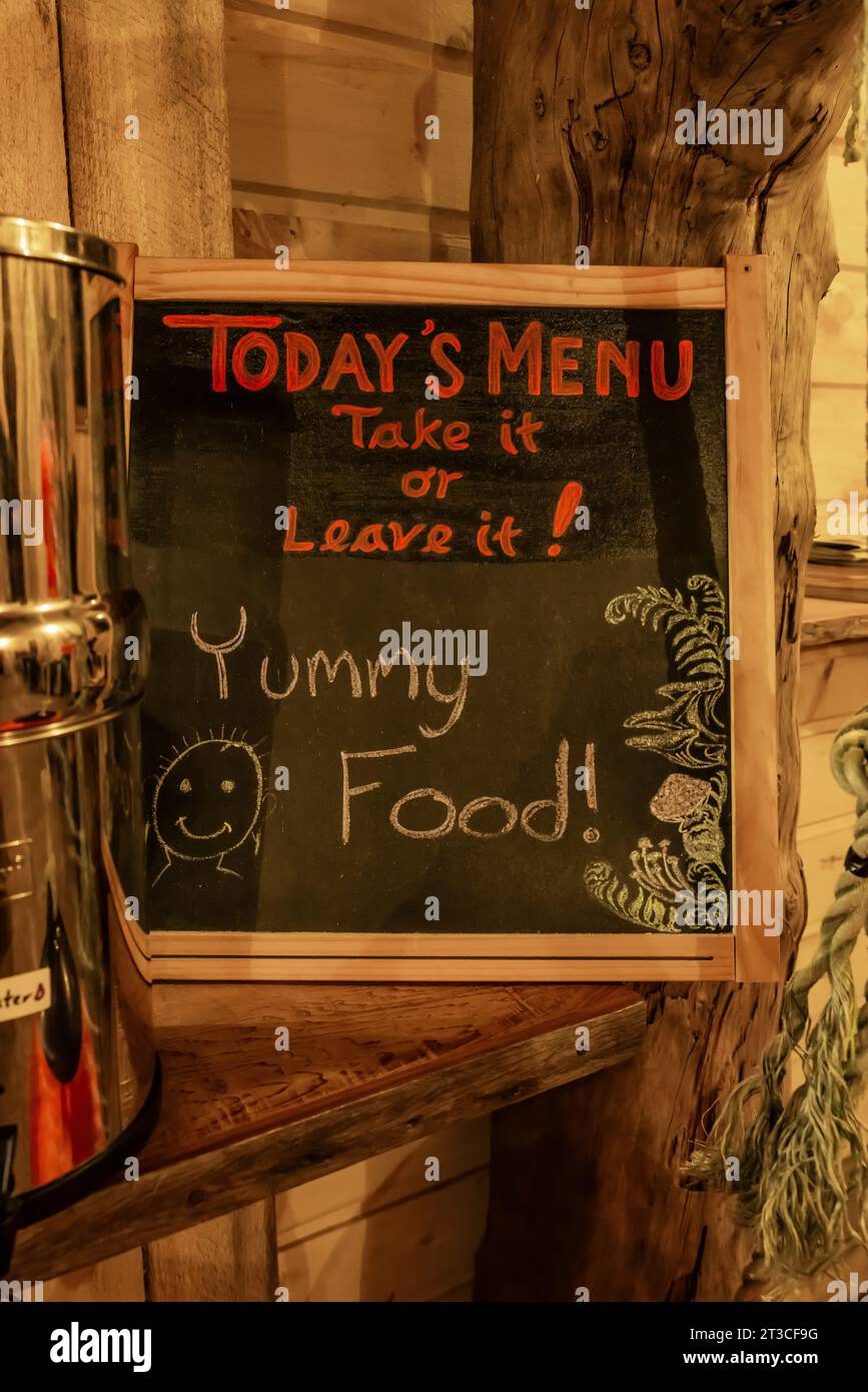 Funny sign in new restaurant, with creative decor and wonderful organic ...