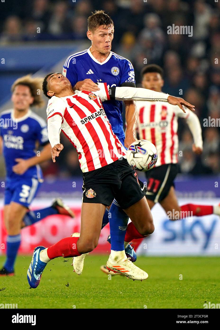 Sunderland's Jobe Bellingham and Leicester City's Jannik Vestergaard ...