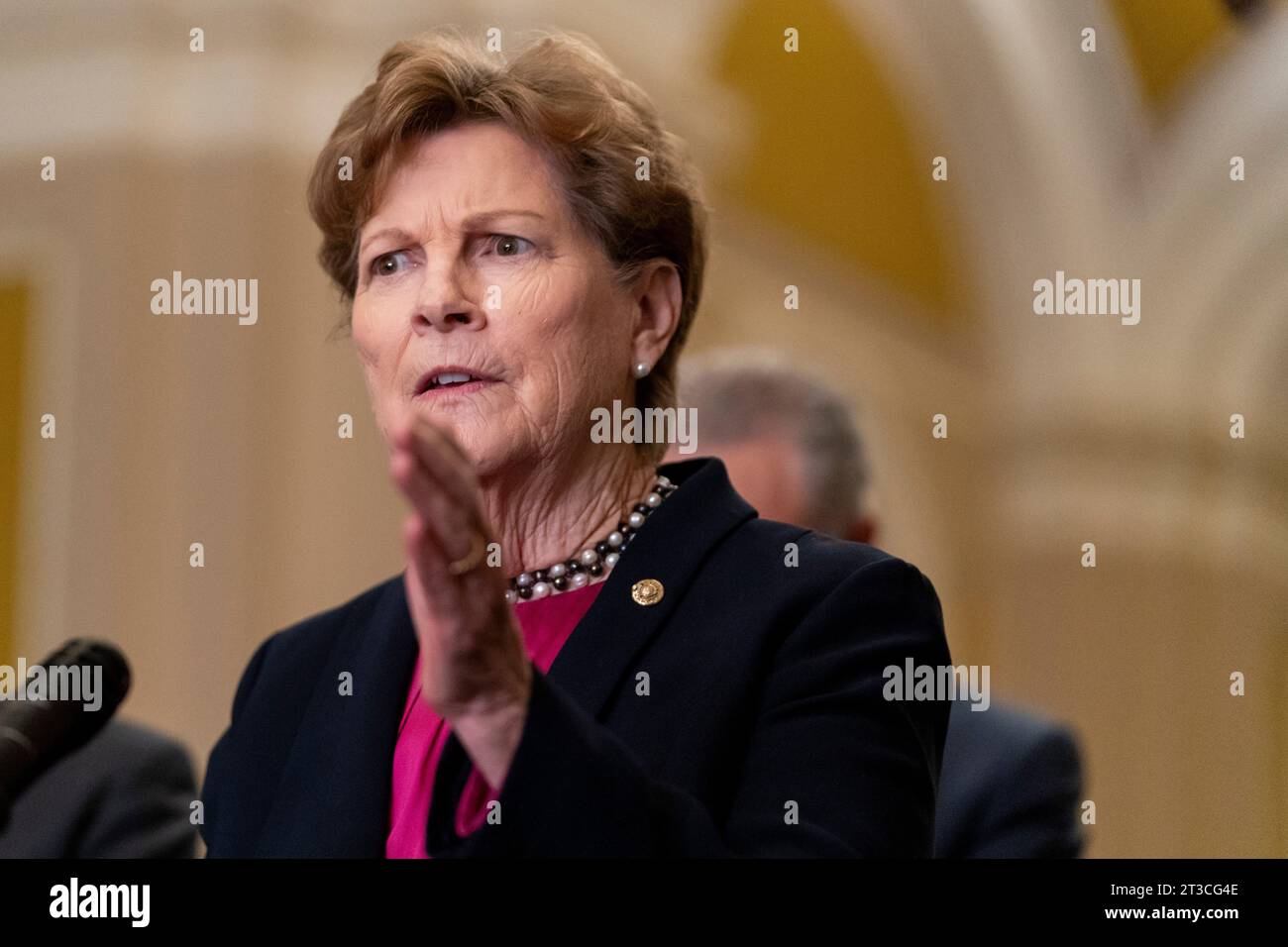 Sen. Jeanne Shaheen, D-N.H., speaks to media after a Senate Democratic ...