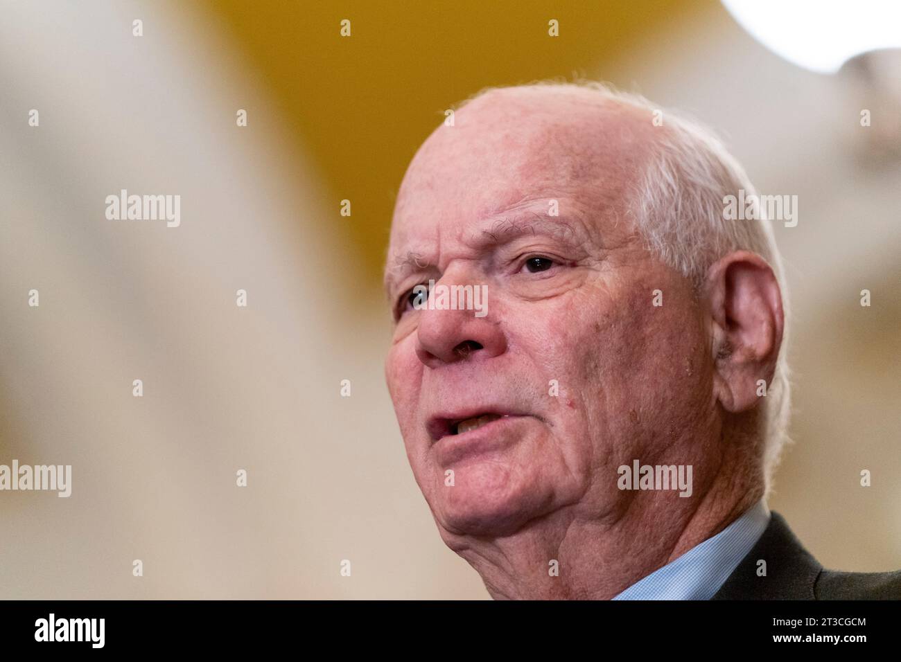 Sen. Ben Cardin, D-Md., speaks to media after a Senate Democratic ...