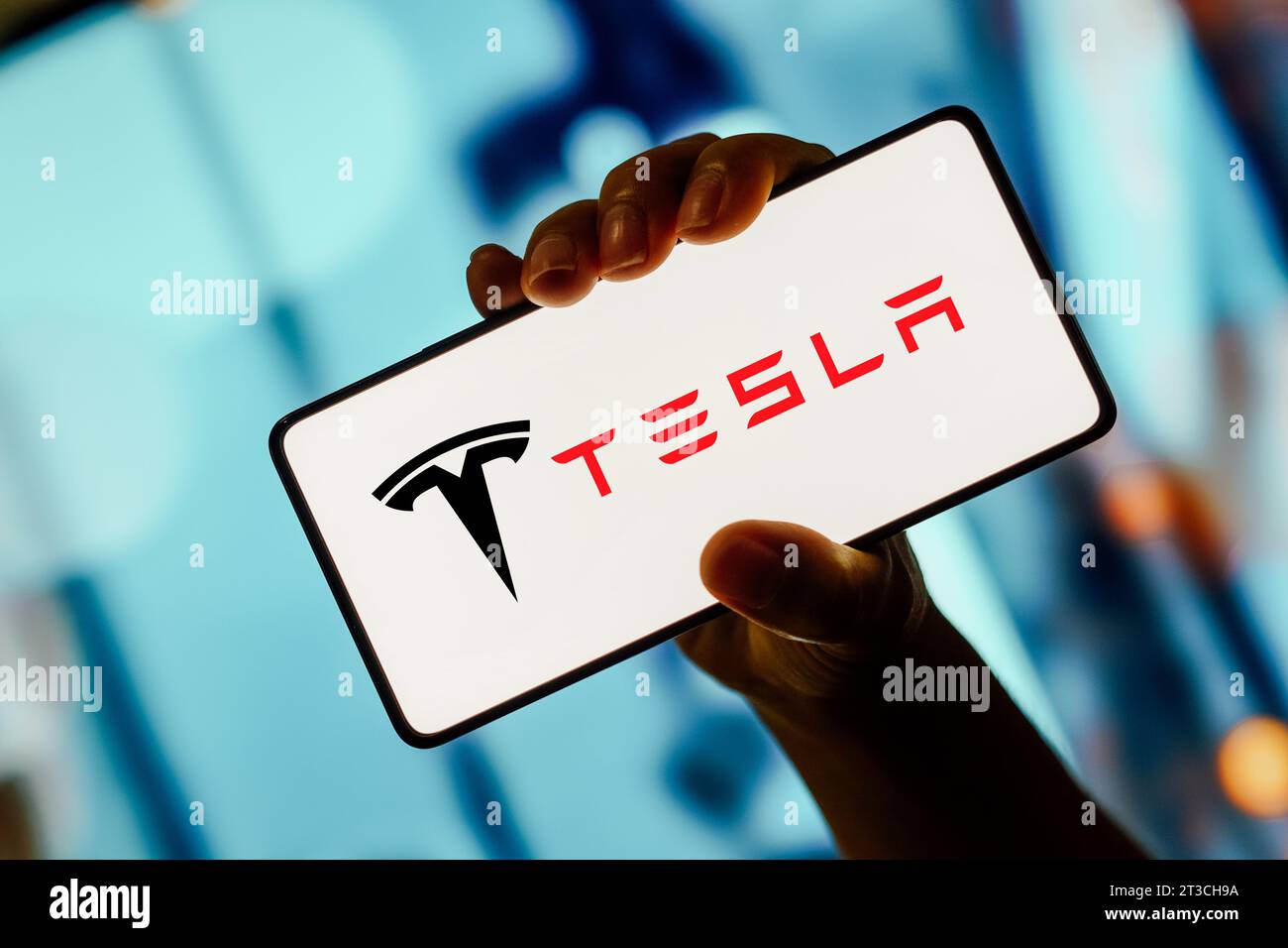 Tesla sign displayed on hi-res stock photography and images - Alamy