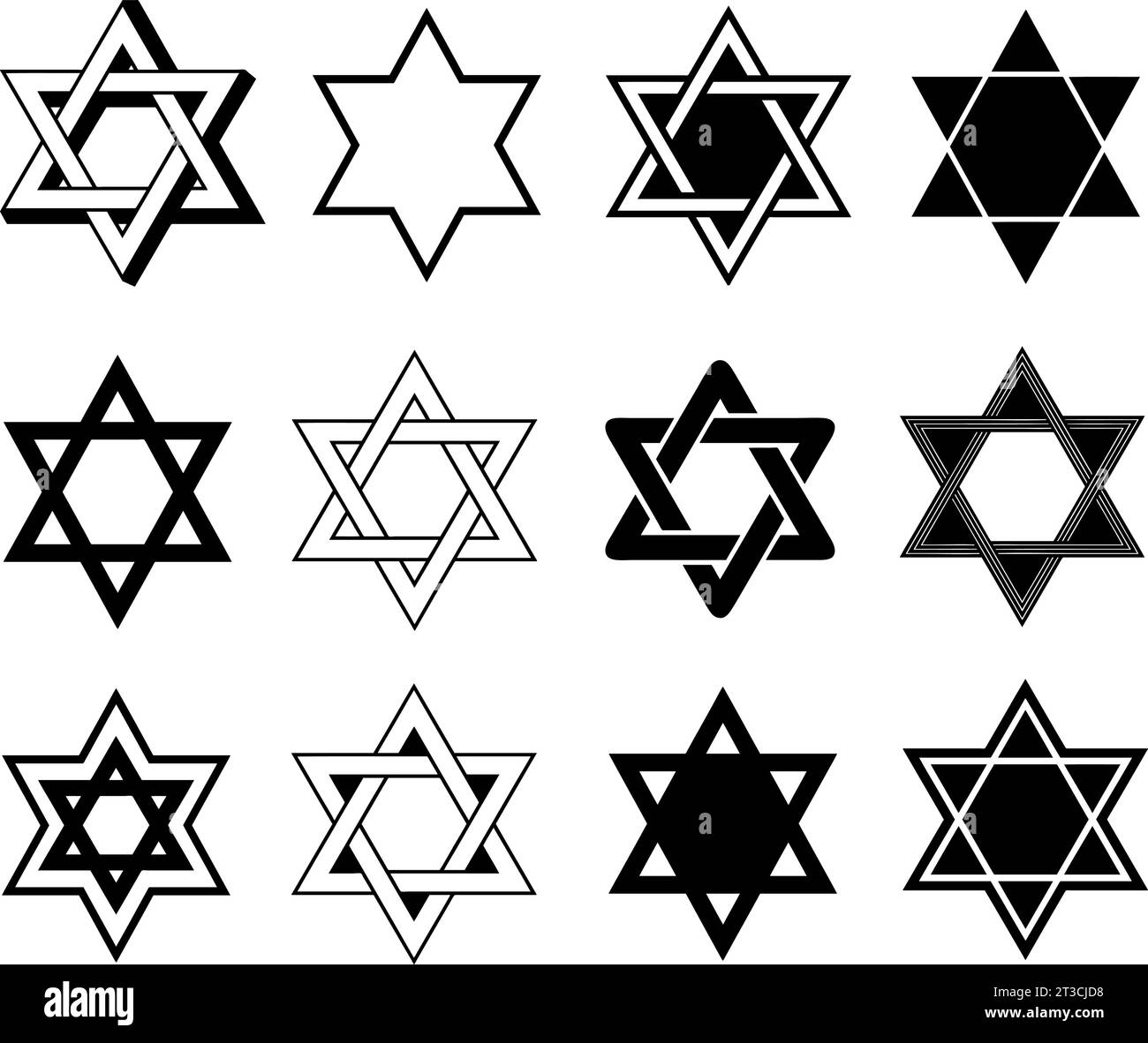 Collection of different Star of David illustrations isolated on white ...