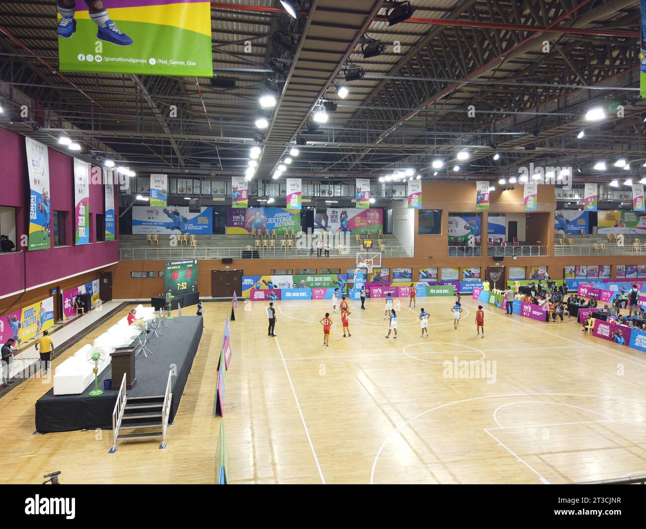 Action from the basketball match between hosts Goa and West Bengal of ...