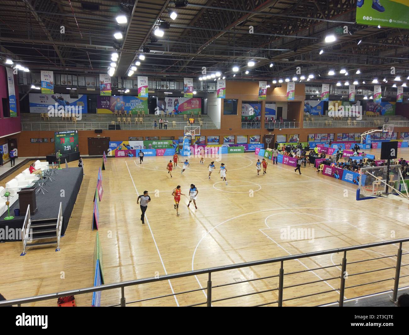 Action from the basketball match between hosts Goa and West Bengal of ...