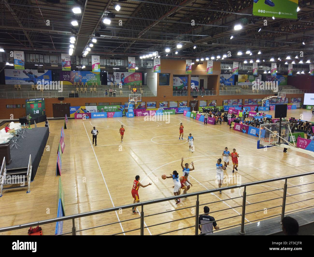 Action from the basketball match between hosts Goa and West Bengal of ...