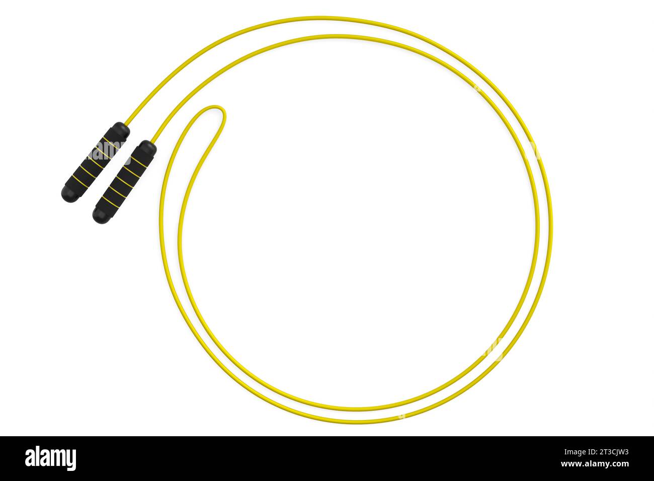 Yellow skipping rope or jumping rope isolated on white background. 3d ...