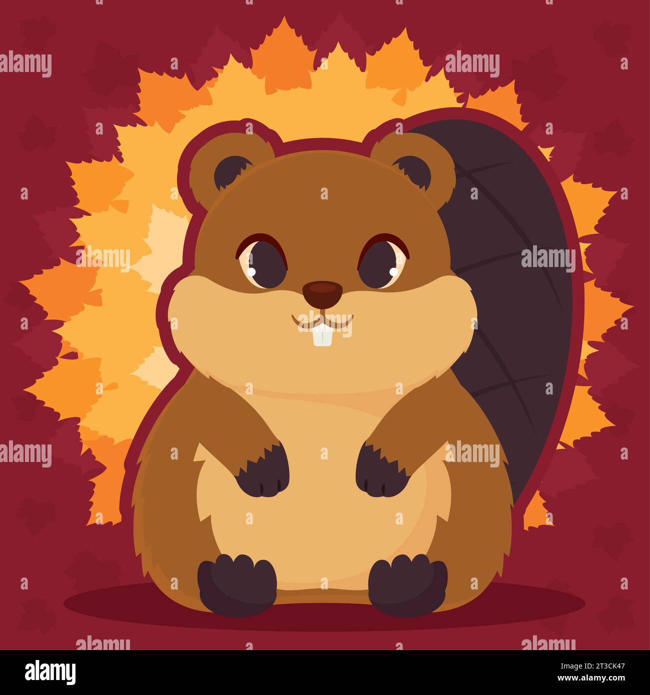 Isolated cute beaver autumn animal character Vector Stock Vector Image ...