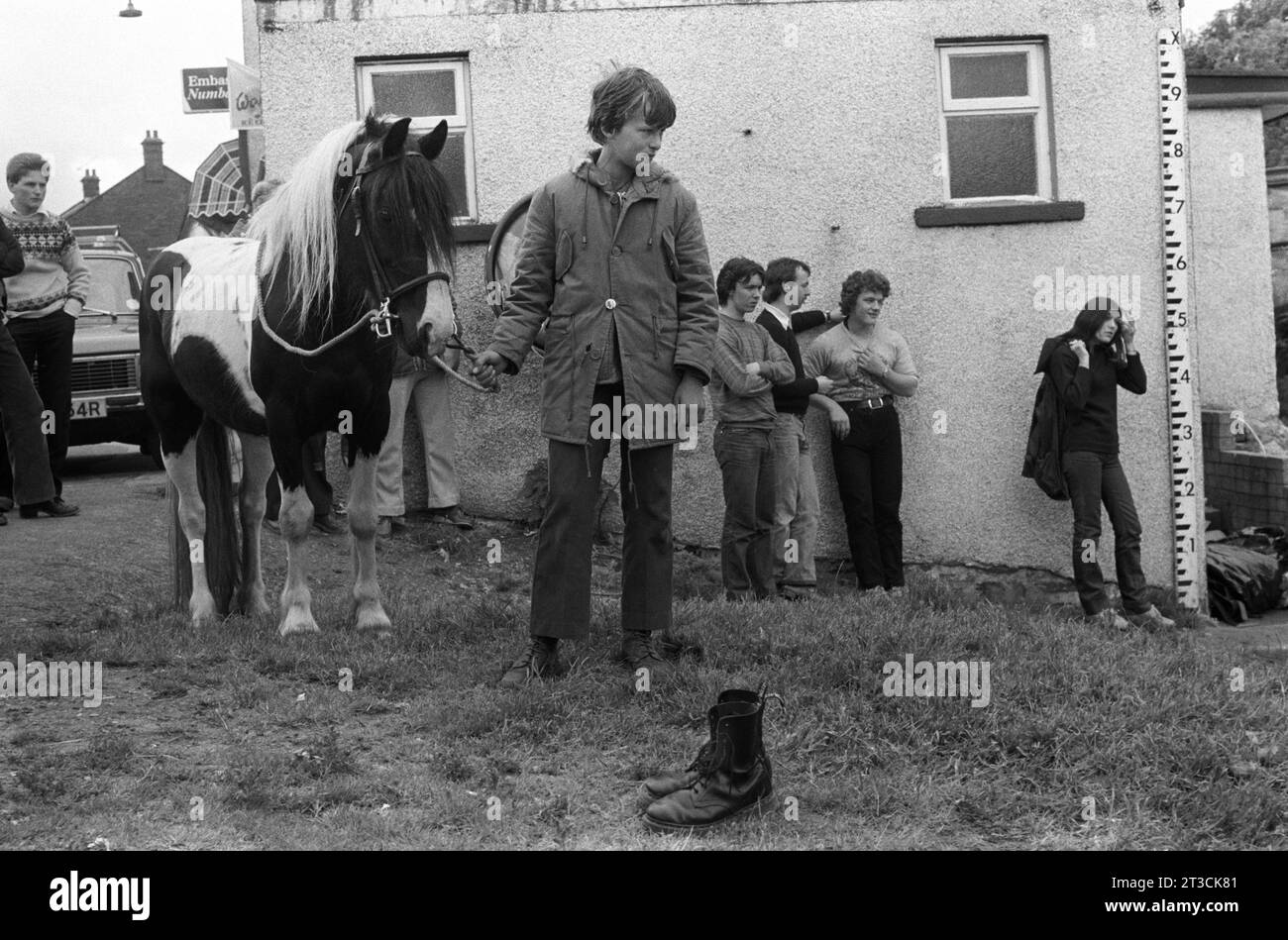 Waiting to take this horse into the river Eden to wash it. The shoes ...
