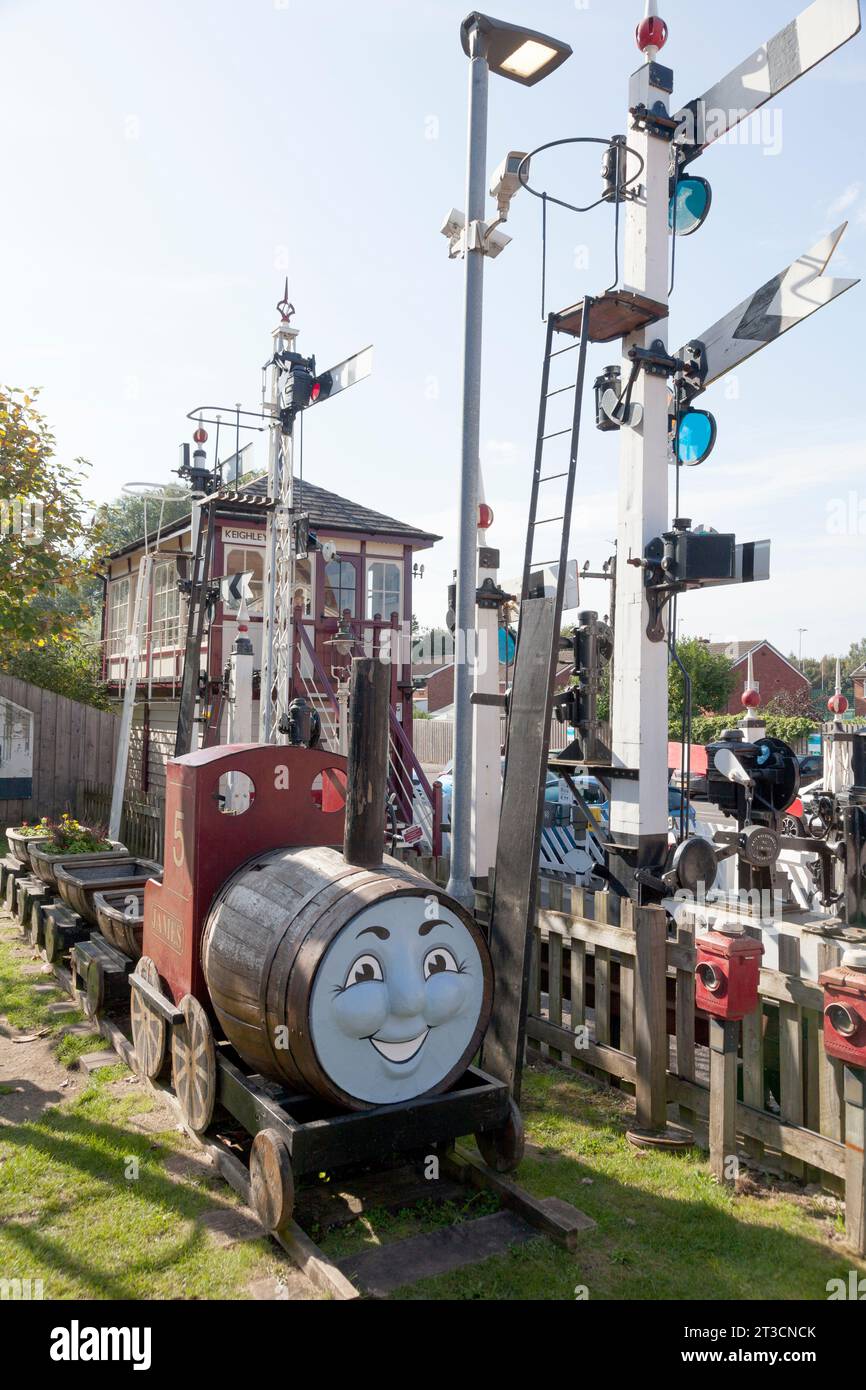 James the Tank Engine in 'No Man's Land' garden surrounded by preserved ...