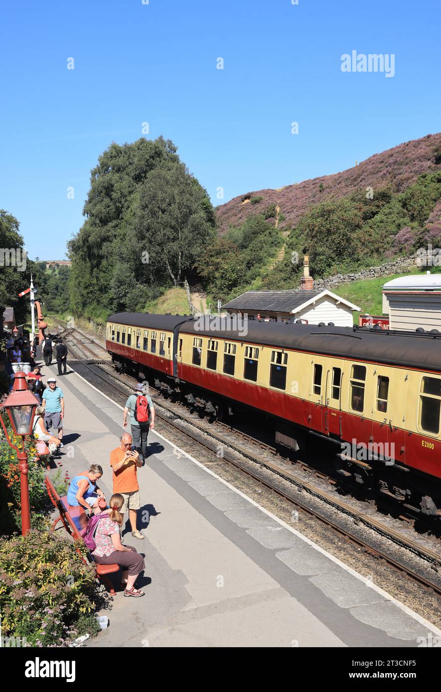 Pretty Goathland station on the popular heritage North Yorkshire Moors ...