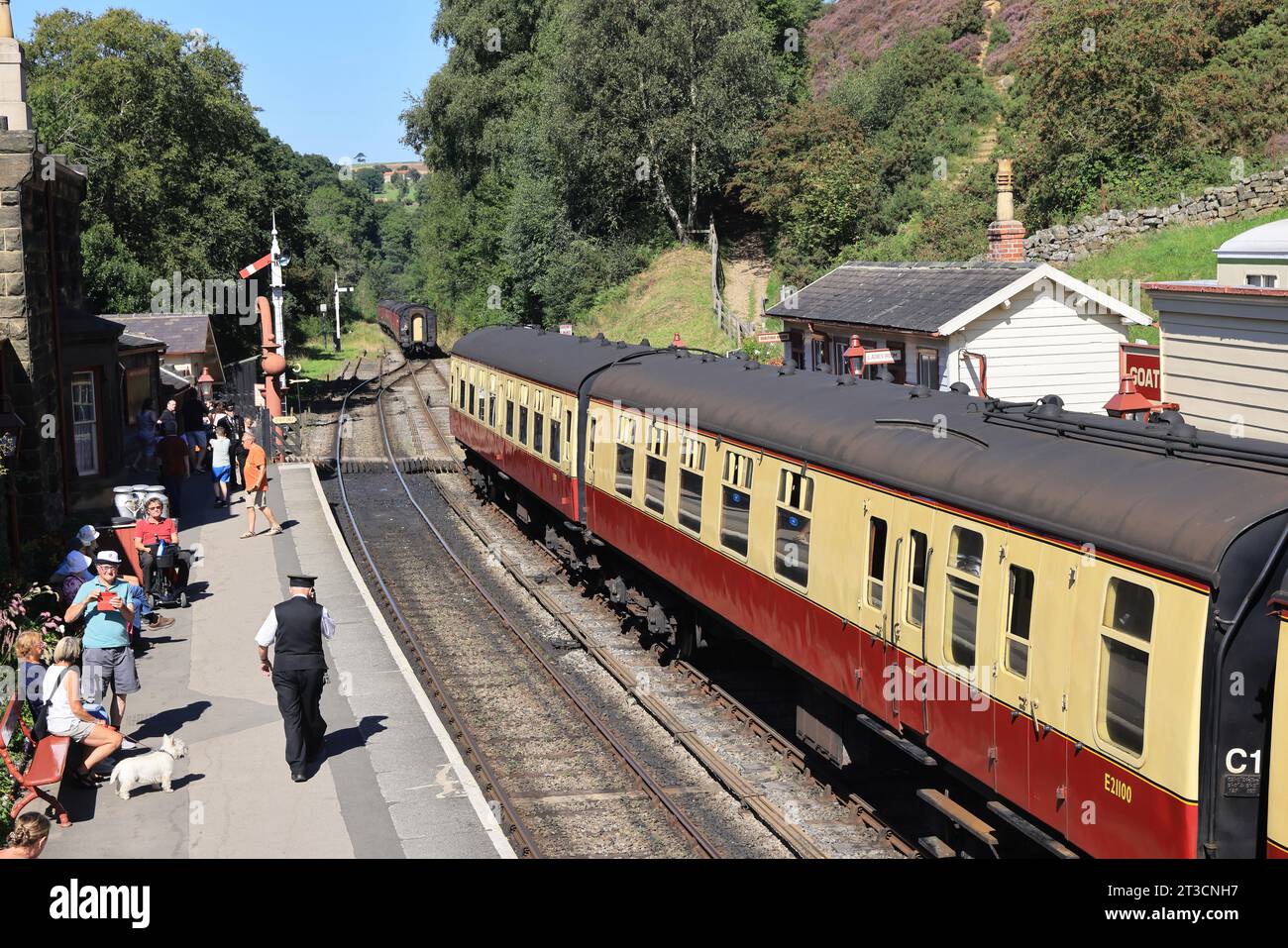 Pretty Goathland station on the popular heritage North Yorkshire Moors ...