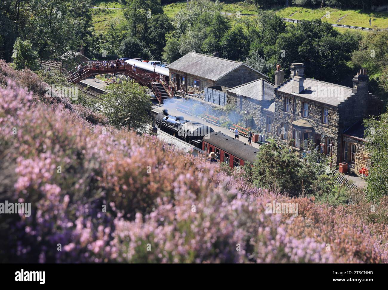 Pretty Goathland station on the popular heritage North Yorkshire Moors ...