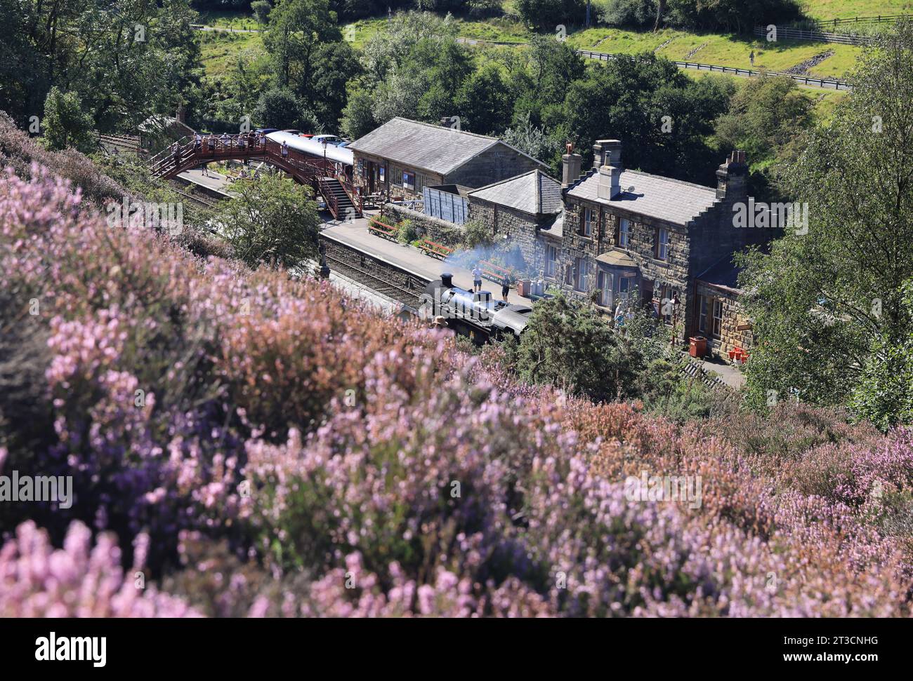 Pretty Goathland station on the popular heritage North Yorkshire Moors ...