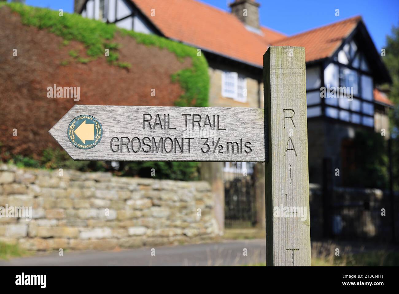 Signpost for the Rail Trail, a self led 3.6 mile route following the ...