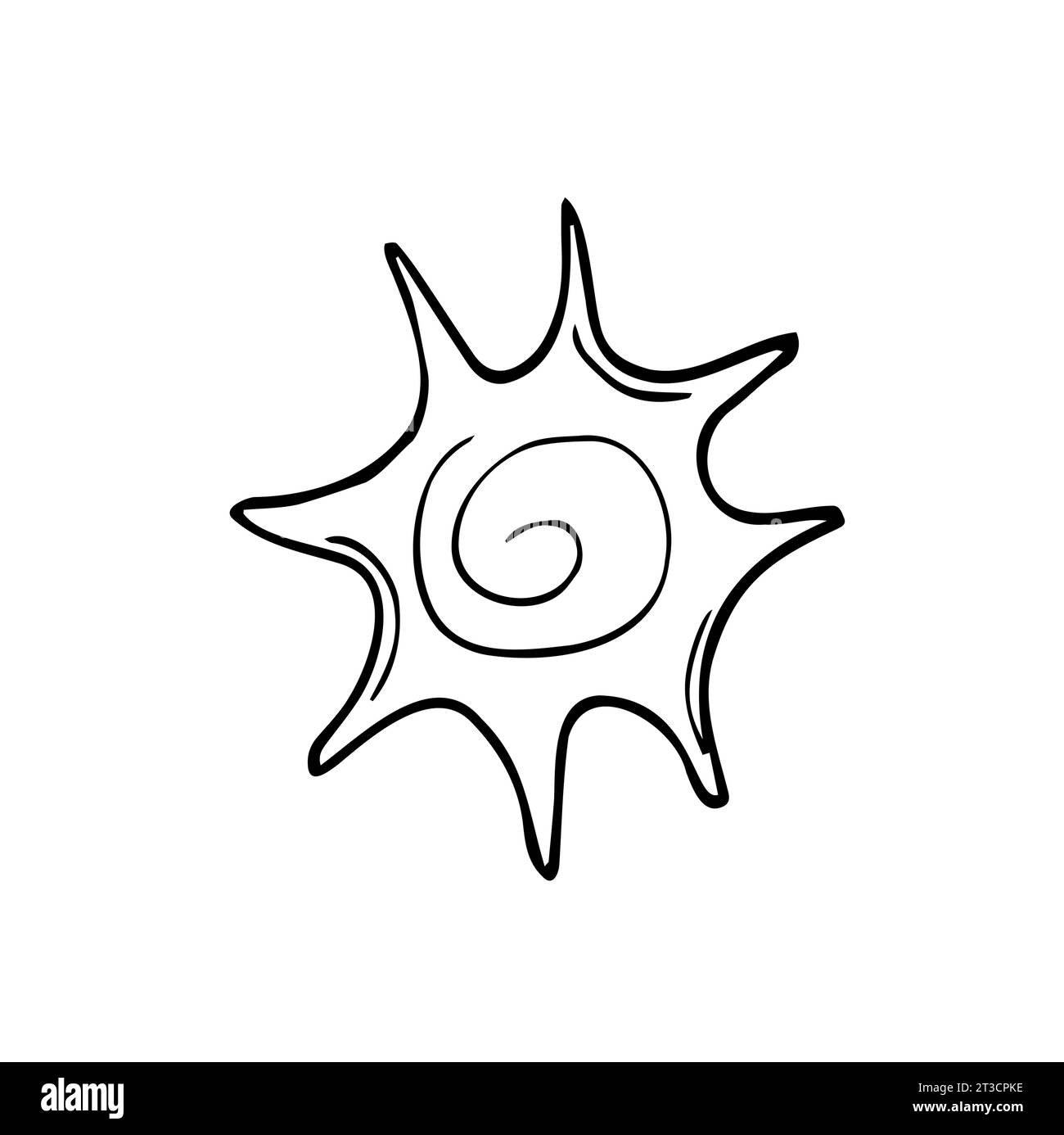 Cute cartoon hand drawn sun drawing. Sweet vector black and white sun ...