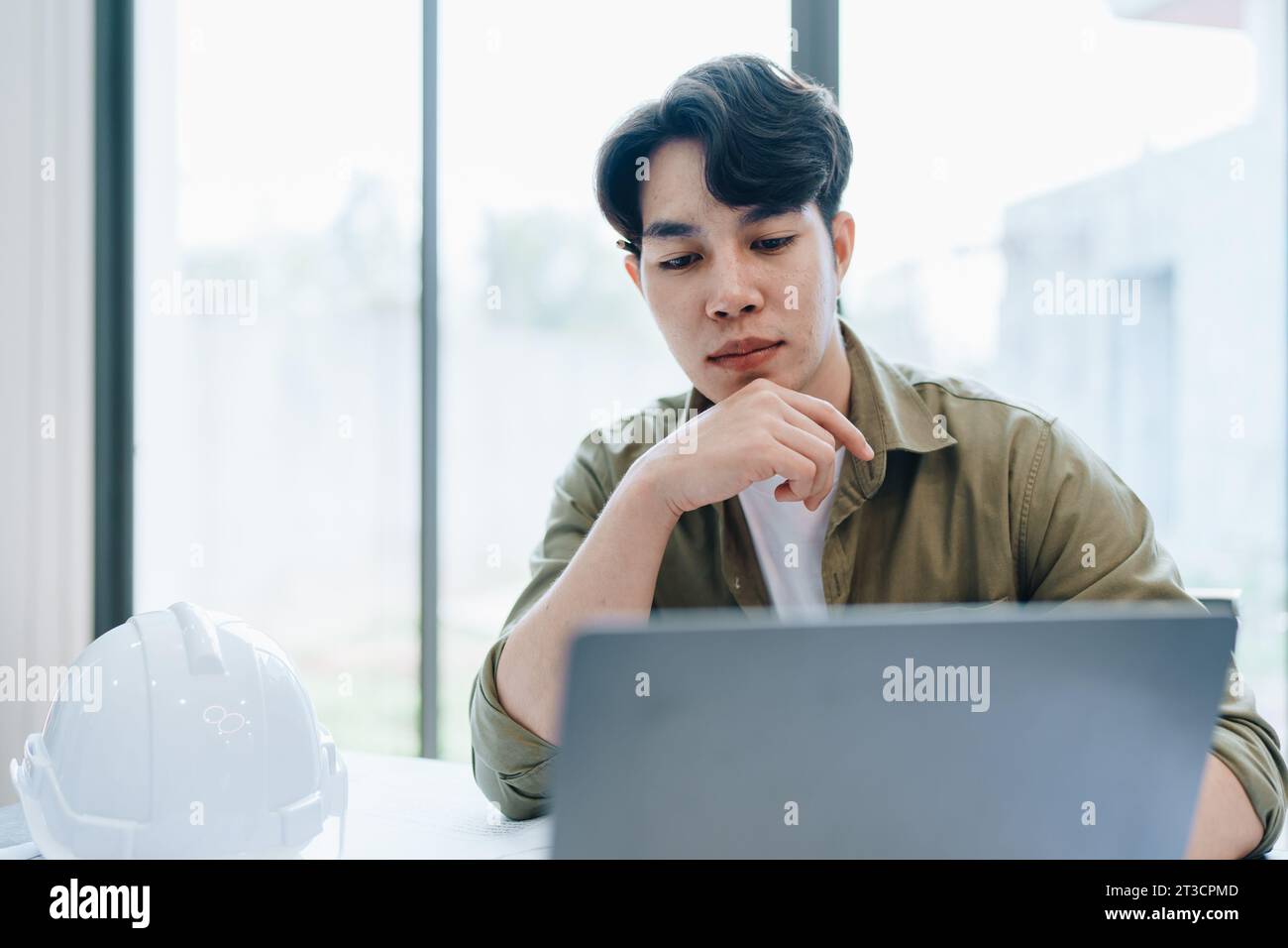 Engineering Department With Work Design Structure Building Or House Using Blueprint Computer At