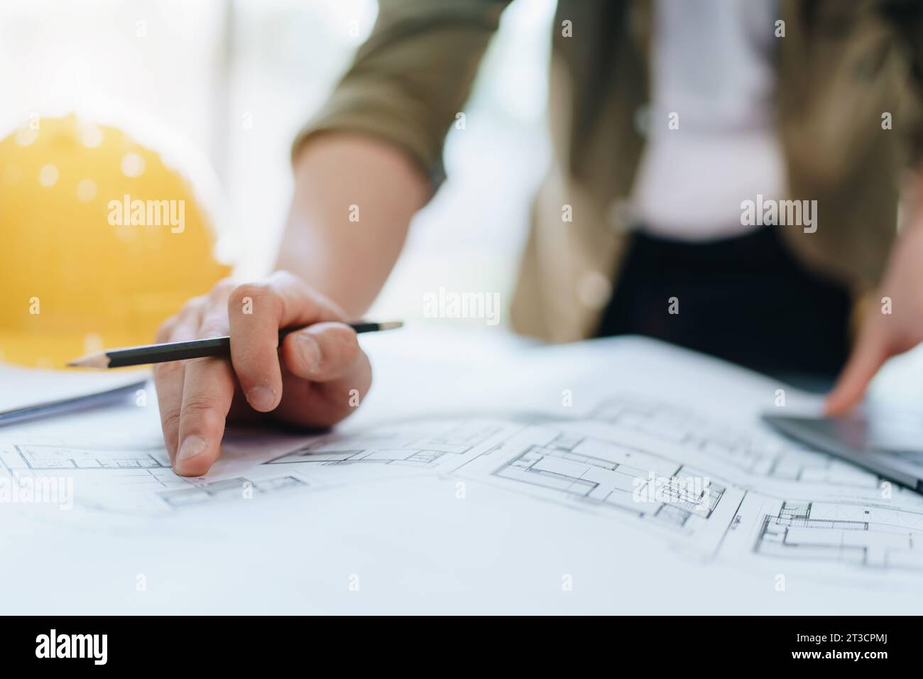 Engineering Department With Work Design Structure Building Or House Using Blueprint Computer At