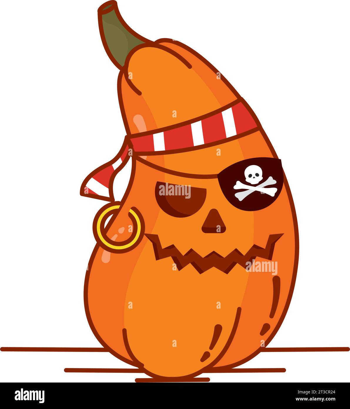 Isolated spooky halloween pumpkin with pirate costume Vector Stock ...