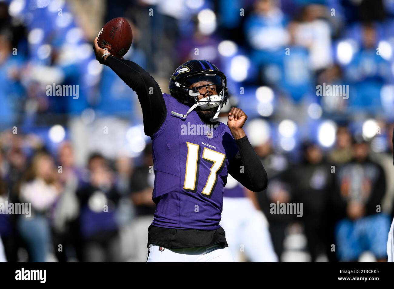 Baltimore Ravens quarterback Josh Johnson (17) works out before an NFL ...