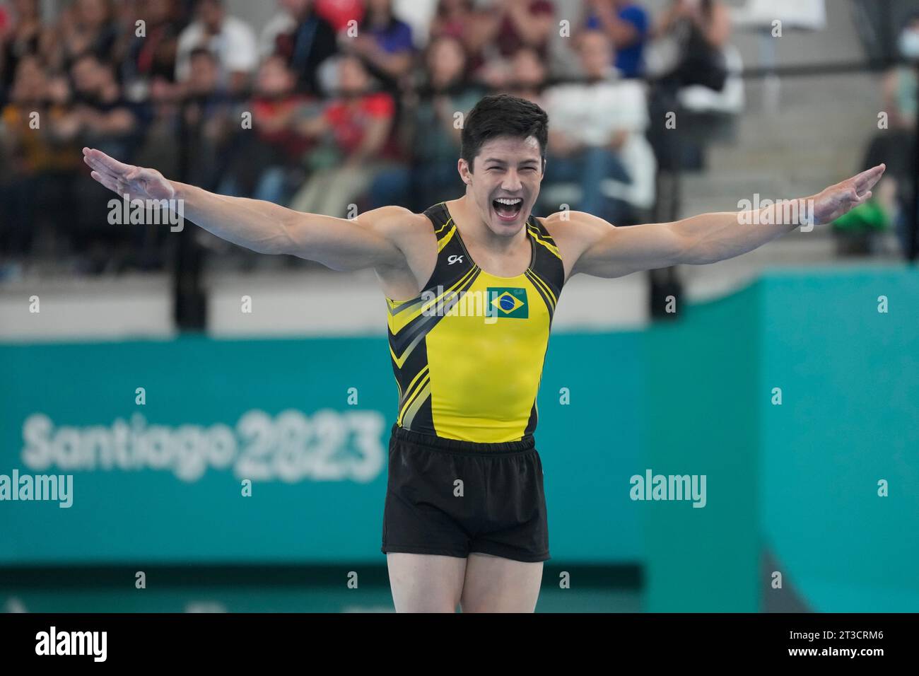 Brazil's Arthur Mariano celebrates after competing in the men's ...