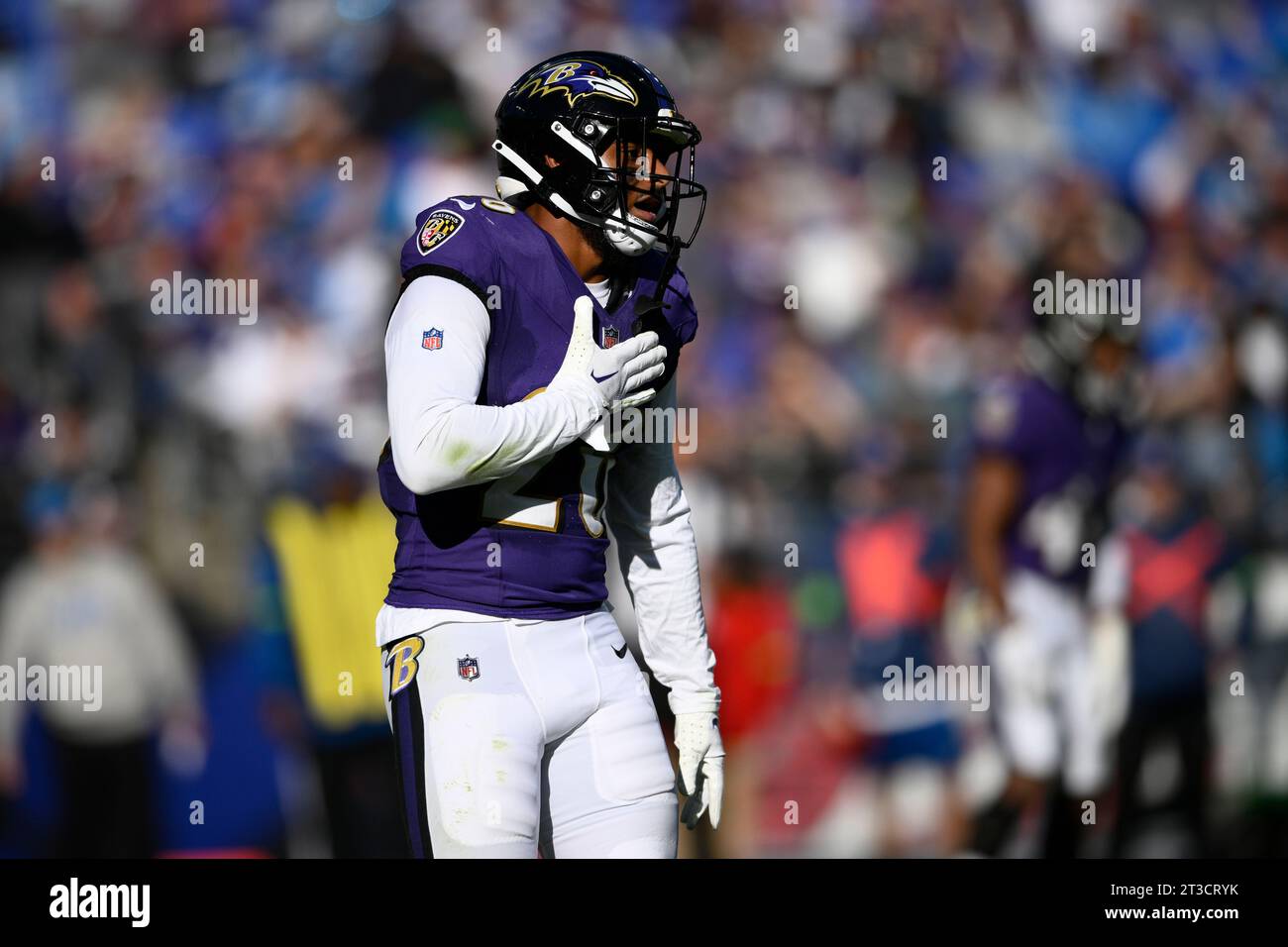 Baltimore Ravens safety Geno Stone (26) in action during the second ...