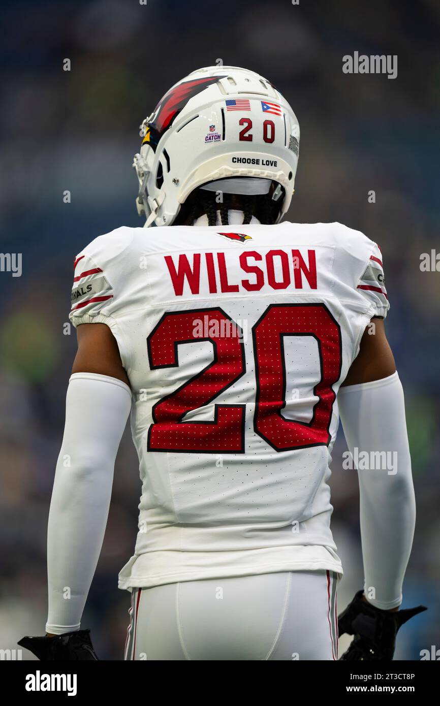 Arizona Cardinals cornerback Marco Wilson (20) walks on the field ...