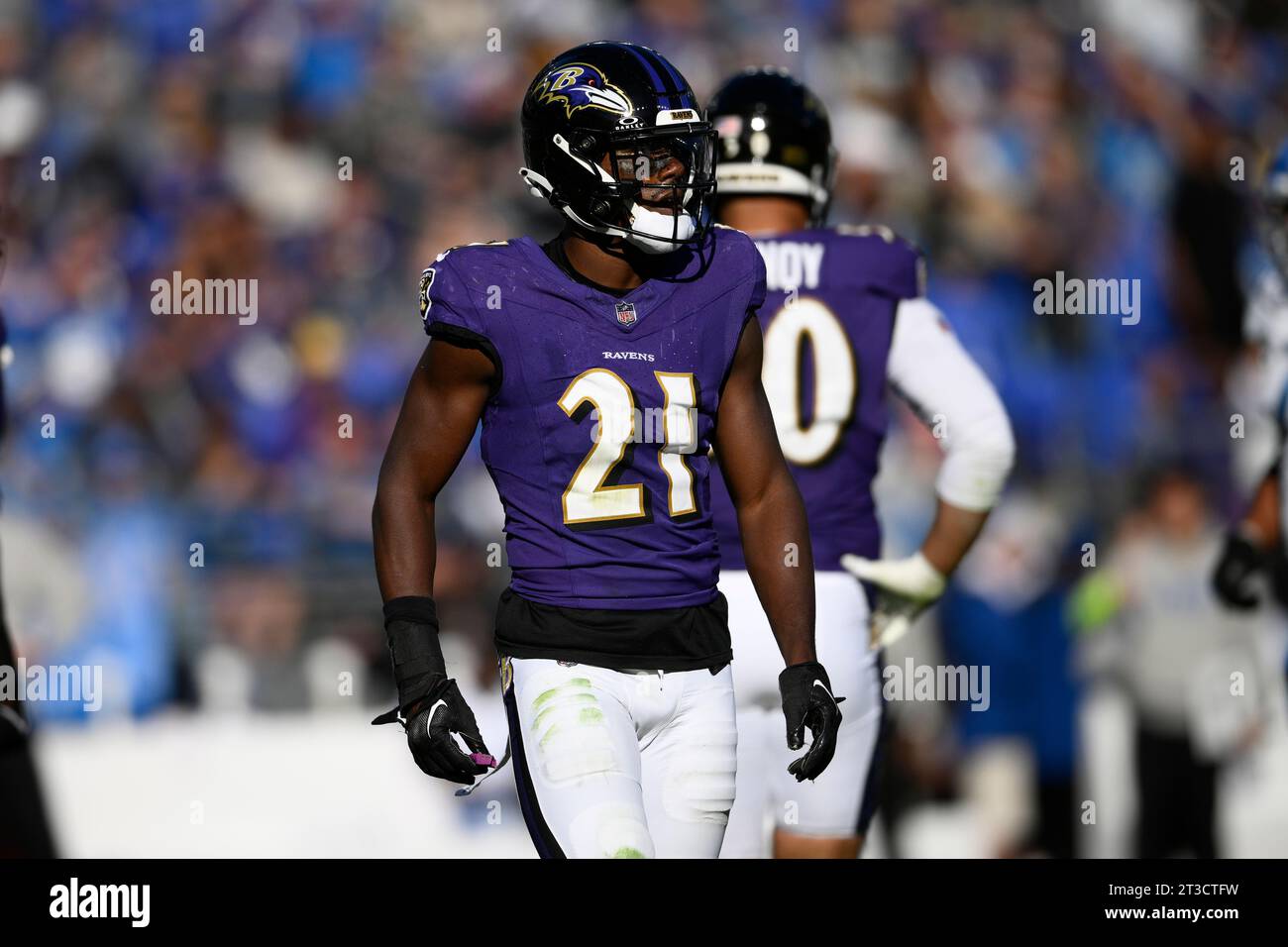 Baltimore Ravens cornerback Brandon Stephens (21) in action during the ...