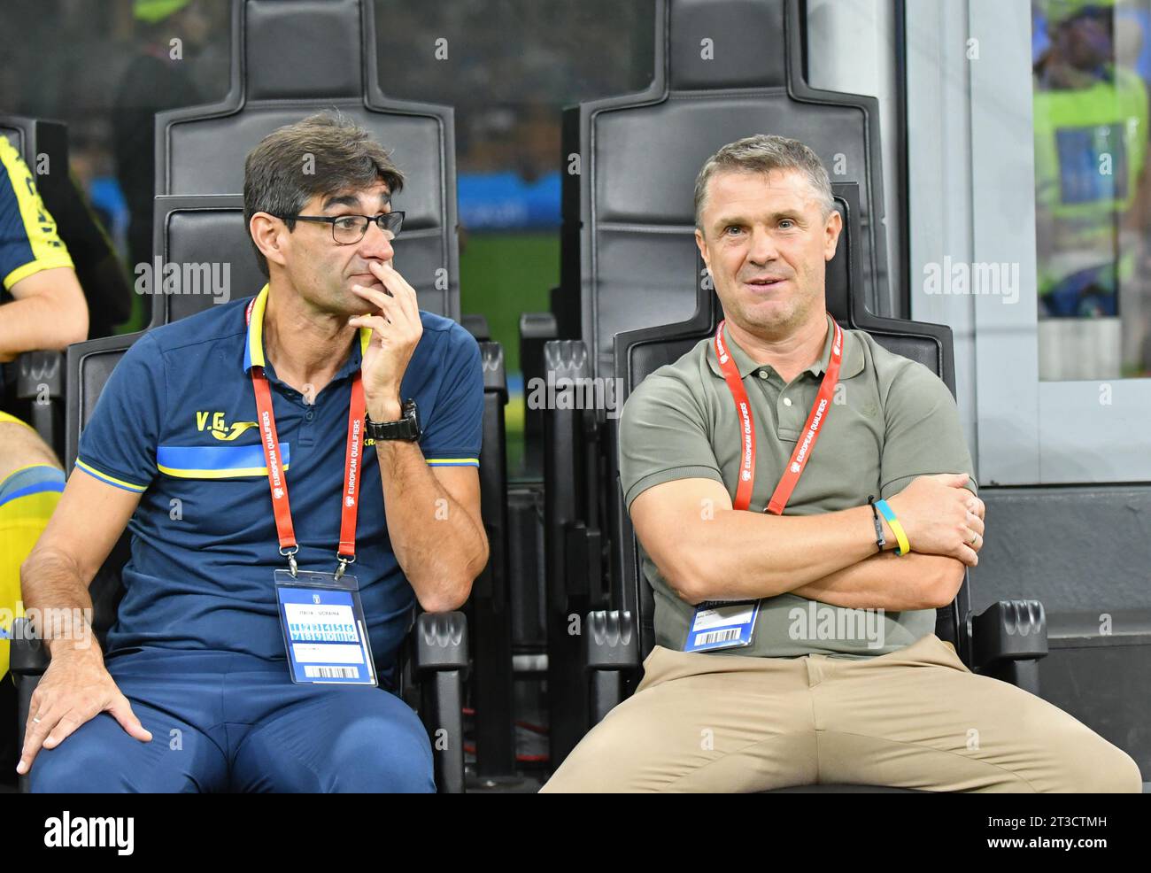 Milan, Italy - September 11, 2023: Ukrainian manager Serhiy Rebrov (R ...