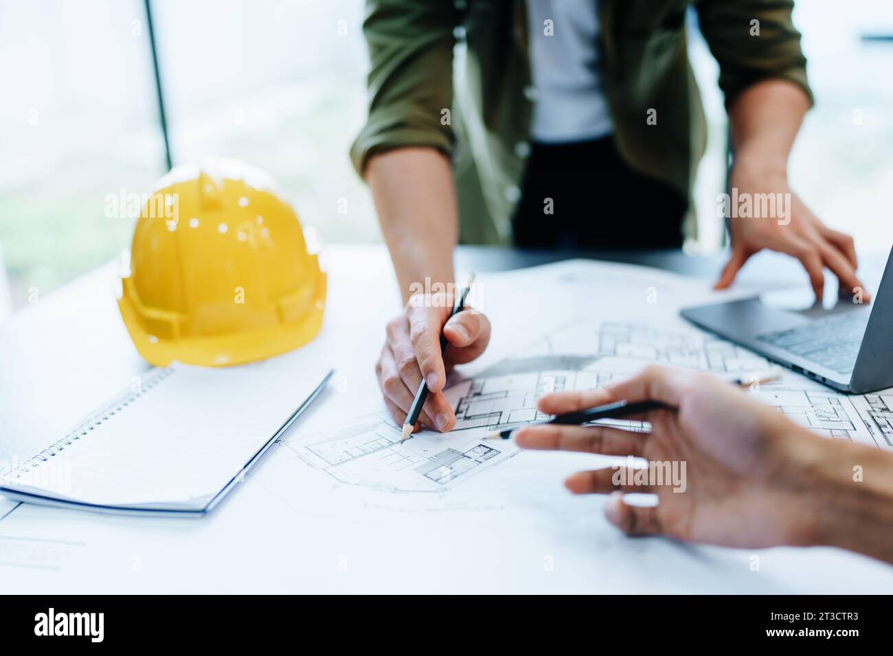 Engineering Department With Work Design Structure Building Or House Using Blueprint Computer At