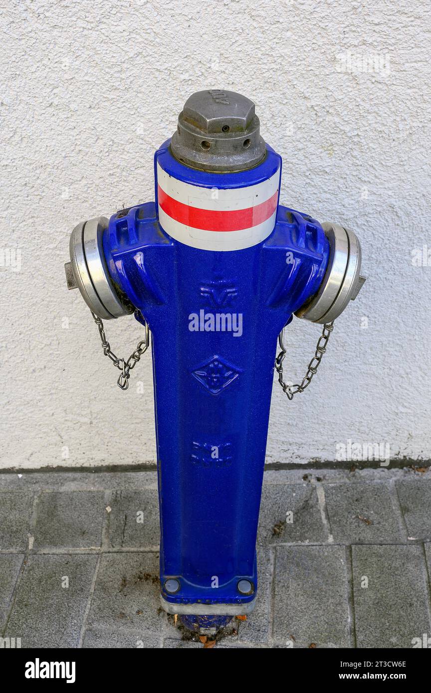Blue hydrant, Kempten, Allgaeu, Bavaria, Germany Stock Photo - Alamy