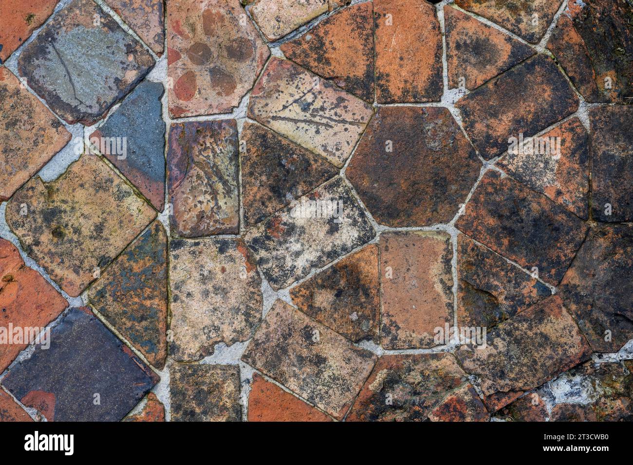 Old coloured stone tiles, Melrose Abbey Ruin, Melrose, Borders District ...