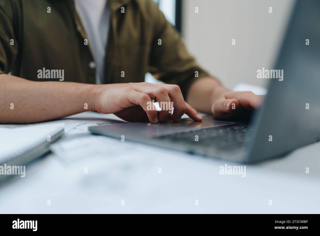 Engineering Department With Work Design Structure Building Or House Using Blueprint Computer At